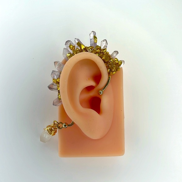Jewelry | Amethyst Quartz Crystal Ear Cuff No Pierce Earring With Gold ...